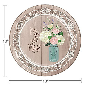 Creative Converting 8-Count Sturdy Style 10-Inch Banquet Plate, Rustic Wedding, Multicolor