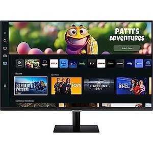 SAMSUNG 32-Inch M50C Series FHD Smart Computer Monitor with Streaming TV, Gaming Hub, Remote PC Access, Multiple Ports, Mobile Connectivity, Built-in IoT Hub, LS32CM502ENXGO, Black