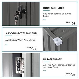 Verano Garden 8x6 FT Outdoor Storage Shed, Galvanized Steel Metal Garden Shed, Double Door W/Lock, Outdoor Storage Tool House for Backyard, Patio, Lawn