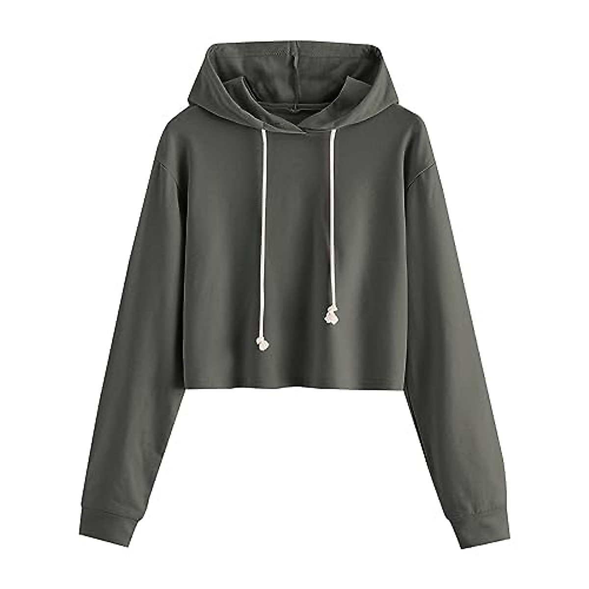 Mittory Women's Cropped Hoodie Long Sleeve Drawstring Sweatshirt Casual Cute Pullover Workout Crop Tops