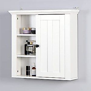 DKLGG Farmhouse Bathroom Cabinet Wall Mounted, Wood Medicine Cabinet Shelves for Bathroom with Sliding Barn Door, Hanging Wall Cabinet for Bathroom, Kitchen - 20.8'' L x 5.7'' W x 20'' H