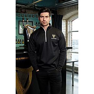 Guinness Black Quarter Zip Performance Top Official Merchandise Pullover 1/4 Zip Athletic Fleece
