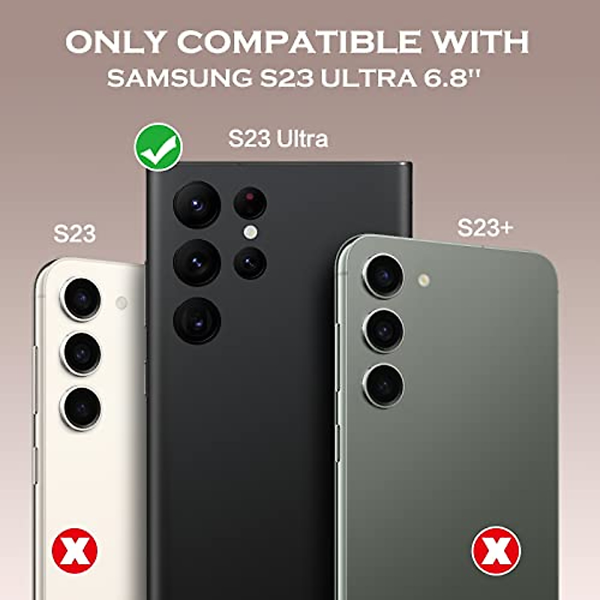 YINLAI Case for Samsung Galaxy S23 Ultra Case, 6.8 Inch Glitter Bling Sparkly Shiny Slim Women Girls Hybrid Soft Smooth Shockproof Protective Girly Phone Cases Cover, Rose Gold/Pink