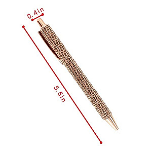 HOCE 3 Pcs Rhinestone Bling Metal Ballpoint Pens 0.7 mm, Black Ink, Gift Pens for Christmas Bridesmaid Wedding Birthday, Rose Gold