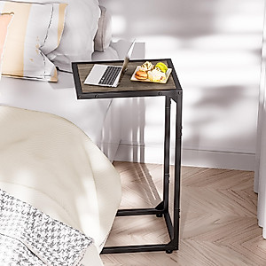 NOVIMANGO Couch End Table C Shaped Side Table Set of 2 Sofa Side Table Couch Tables That Slide Under Grey Couch Table End Table for Small Space TV Tray Table for Living Room, Bedroom