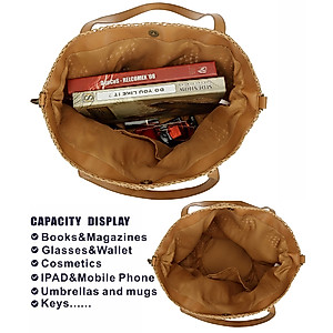 IN.RHAN Women's Handbag Large Straw Handmade Rattan Multi-functionWeave Shoulder Bag Beige