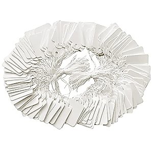 200 Pcs White Tags Price Tags Price Labels Display Tags with String Marking Strung Tags writable Tags Display Label for Product Jewelry Clothing Tags, 1.38 x 0.87 Inches