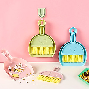 WUWEOT 9 Pack Small Broom and Dustpan Set, Clean Dust Pans with Brush, Hand Whisk Broom and Snap-on Dustpan Set with Hanger Hole