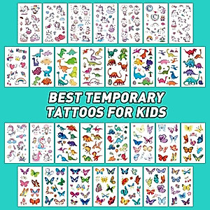 Metker Tattoos for Kids - 150 Sheets(1700 Mixed Styles Patterns) | Temporary Tattoos Stickers for Girls and Boys | Goody Bag Favor for Parties | Non-toxic、Skin-Safe*、Cosmetic-Grade
