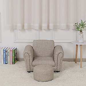 Getifun Kids Sofa Chair with Ottoman/PVC Leather Toddler Couch with Plastic Legs/Upholstered Children Armchair for Kids Under 4 Years Old/Single Seat with Stool (Double)