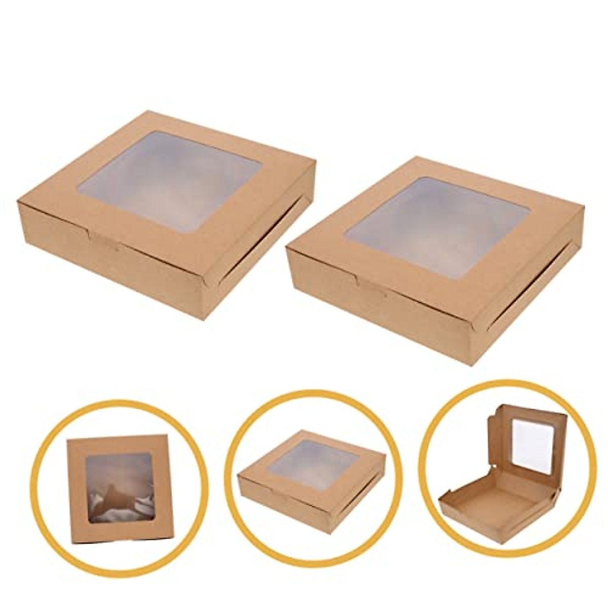 Anneome 5pcs Boxes Boxes Window Cake Box Cupcakes Containers Kraft Cookie Boxes Cupcake Boxes Mini Cake Boxes Muffin Cake Box Muffin Containers Cookie Boxes with Window Baking Case Brown