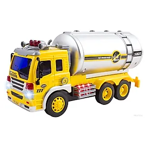 WolVolk Friction Powered Oil Tanker Truck Toy with Lights and Sounds for Kids