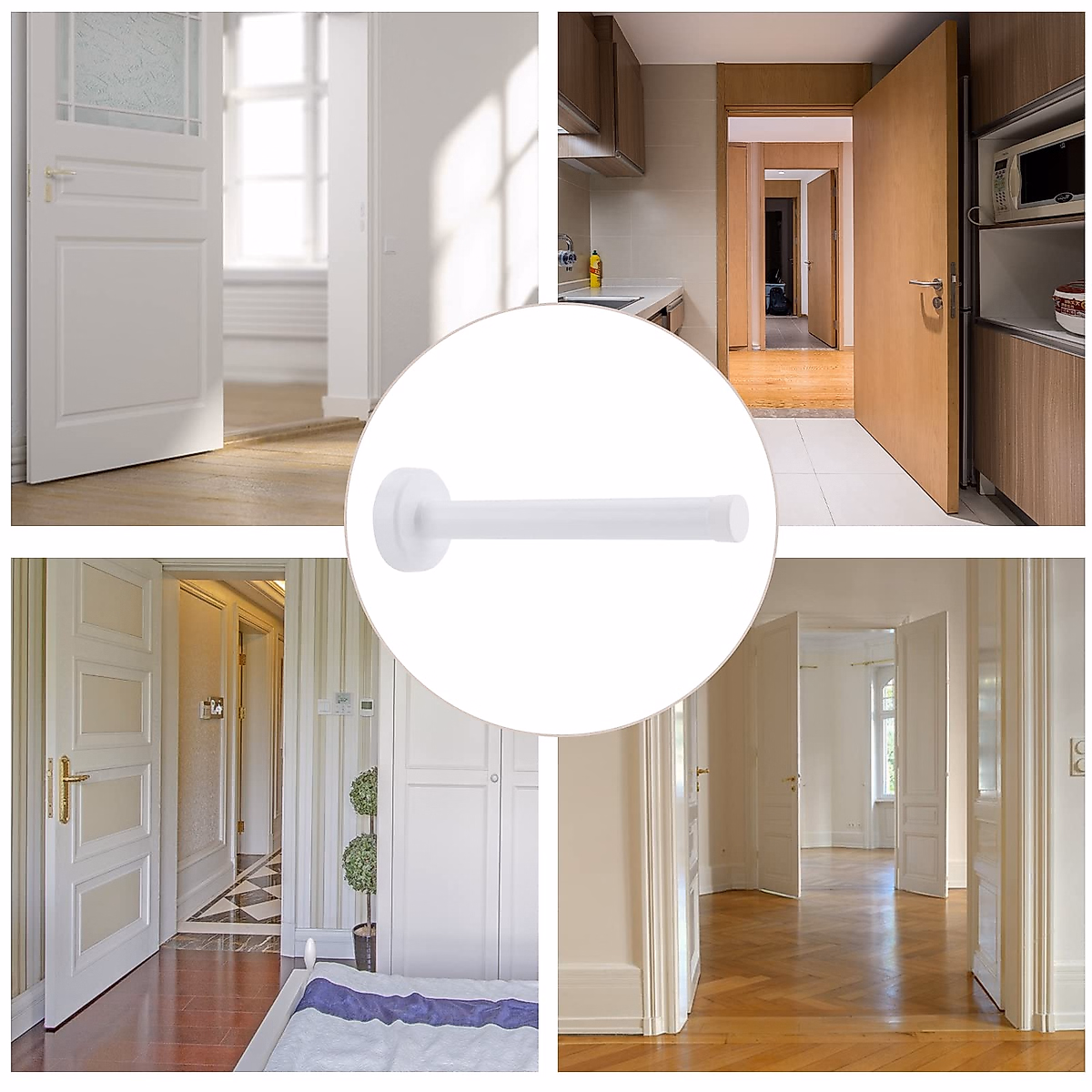 Modern Door Stopper, 6 Inch Stainless Steel Door Stop with Sound Dampening Rubber Bumper Wall Mounted Durable Door Holder with Hardware Screws Brushed Finish (5, White)