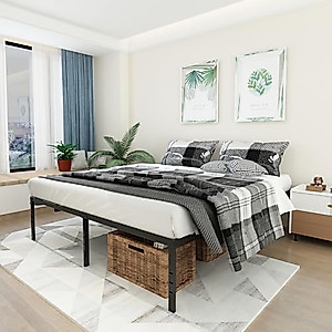 caziwhave Full Size Bed Frame 14 Inch High Max 3500 lbs Heavy Duty Metal Mattress Foundation Platform Bed Frame Full Sturdy Steel Slat Support No Box Spring Needed Easy to Assembly Non Slip