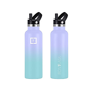 IRON °FLASK Sports Water Bottle - 3 Lids (Narrow Straw Lid) Leak Proof Vacuum Insulated Stainless Steel - Hot & Cold Double Walled Insulated Thermos, Durable Metal Canteen - Cotton Candy, 20 Oz