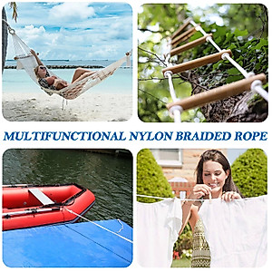 Outdoor Clothesline Kit, 150ft Polyester Clothesline Rope Heavy Duty, Clothes Line Pulley, Nylon Clothesline Pulley Kit, Clotheslines S Separator Spreader, Clothesline Tightener, Hooks