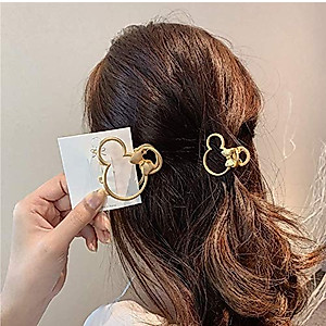 Large Metal Hair Claw Clips (2-Pack), Mouse Lady Thick Hair Barrette, Hollow Non-slip Hair Catch Jaw Clamp for Women Girls
