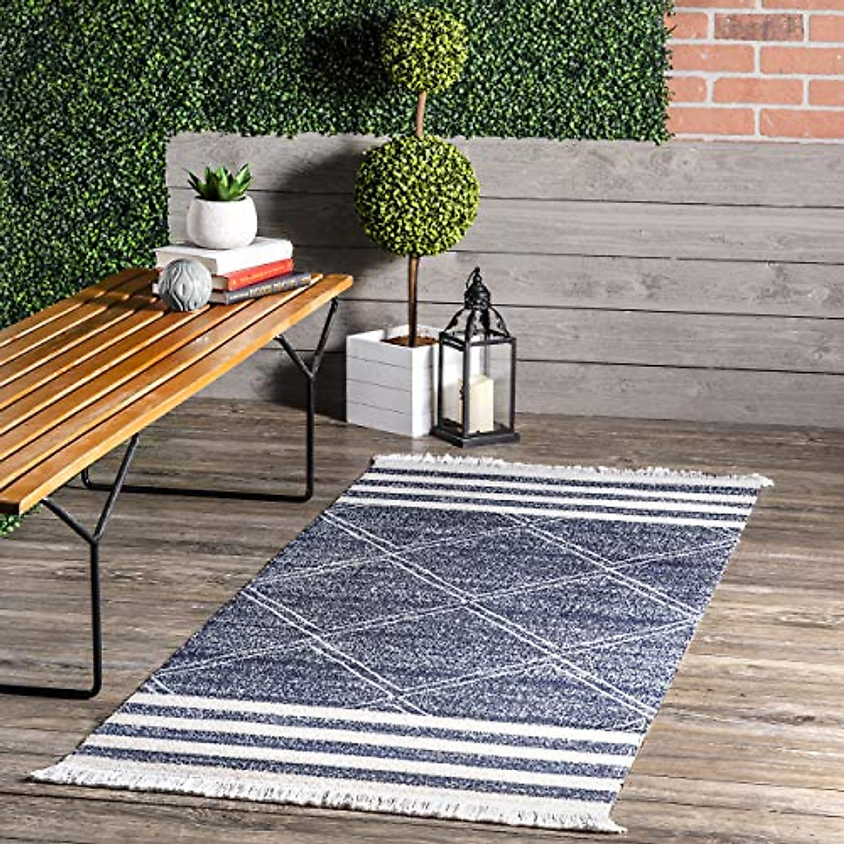 nuLOOM Roberge Diamonds Indoor/Outdoor Area Rug, 8' Square, Blue