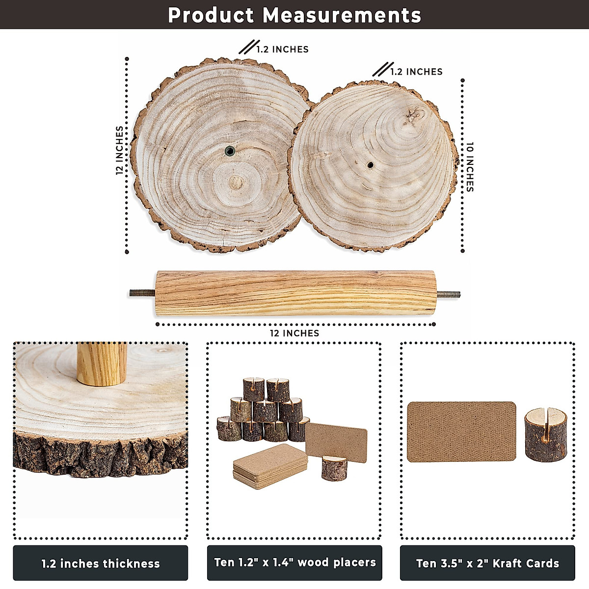 Kingdom Decor Rustic Cupcake Stand. Wooden Cupcake Stand and 10Pcs Rustic Table Number Holders. Two Tiered Tray Wedding Decor, Cupcake Display Stand, Cupcake Stands for Dessert Table