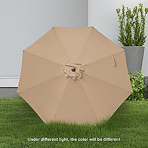 YSSOA 9' Patio Umbrella Outdoor Table Market Yard Umbrella with 8 Sturdy Ribs, Tan
