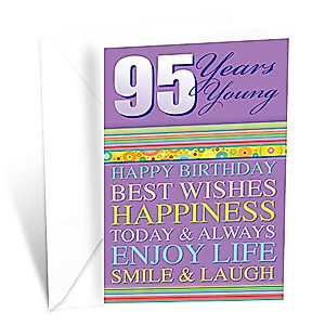 Happy 95th Birthday Greeting Card | Made in America | Eco-Friendly | Thick Card Stock with Premium Envelope 5in x 7.75in | Packaged in Protective Mailer | Prime Greetings