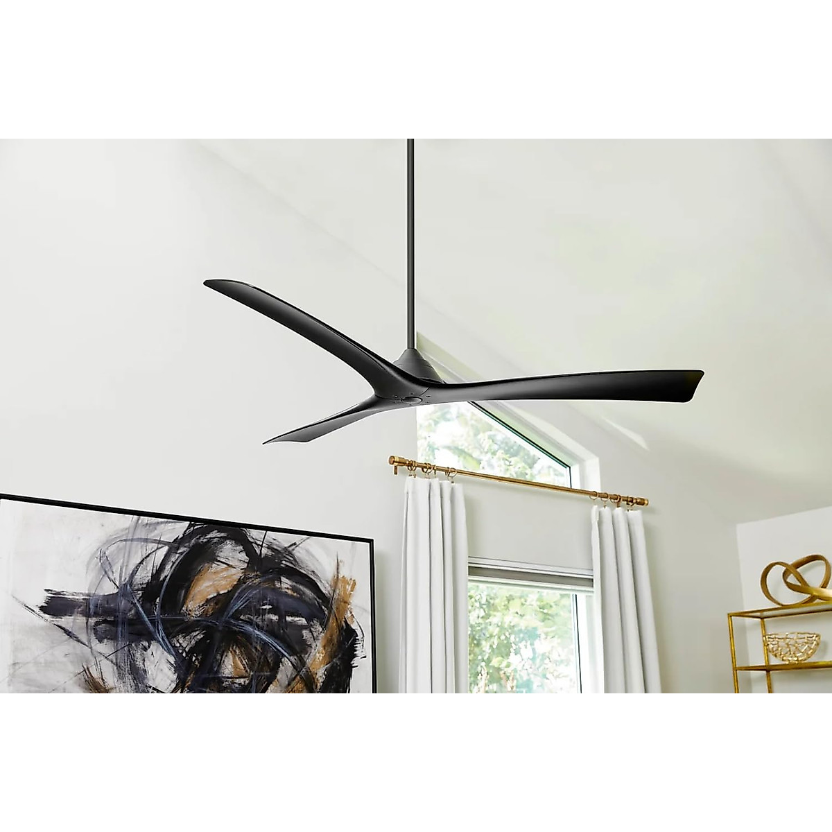 LUZAIRE DESIGN Oxygen 3-120-2115 | Mecca 64 Inch Three Blade Contemporary Modern Smart Ceiling Fan – Black & Walnut Finish | Three Speed Reversible Motor |