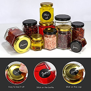Betrome 30 Pack 6oz Hexagon Glass Jars with Gold Lids, 180ml Clear Glass Canning Jars Honey Jars Spice Jars Mason Jars for Jams, Shower Favors, Wedding Favors, Craft, 1 Pen and Labels Included