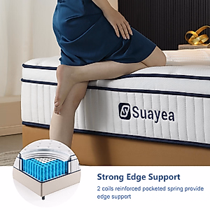 King Mattress 10 Inch, King Size Mattress in a Box, Hybrid Mattress with Pocket Spring and Soft Foam, Ultimate Motion Isolation, Strong Support, Medium Firm