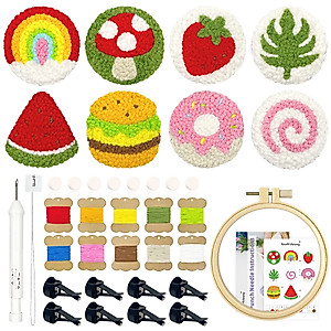 Hand U Journey Car Vent Clip Embroidery Punch Needle Kit - DIY Needlework Set for Creative Car Decor with Aromatherapy Pads and Plastic Stand
