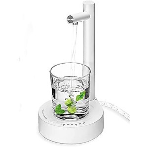 POGAIN Water Dispenser for Desktop, 7 Quantitative Levels Water Pump Mini Tablet Countertop for 1 2 3 4 5-Gallon Bottle (White)