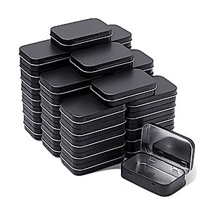 Tamicy Metal Rectangular Hinged Tins - Pack of 40 Matte Black Mini Portable Box Containers Small Empty Storage Tins with Lids Home Organizer Kit for Storage Drawing Pin Jewelry Crafts