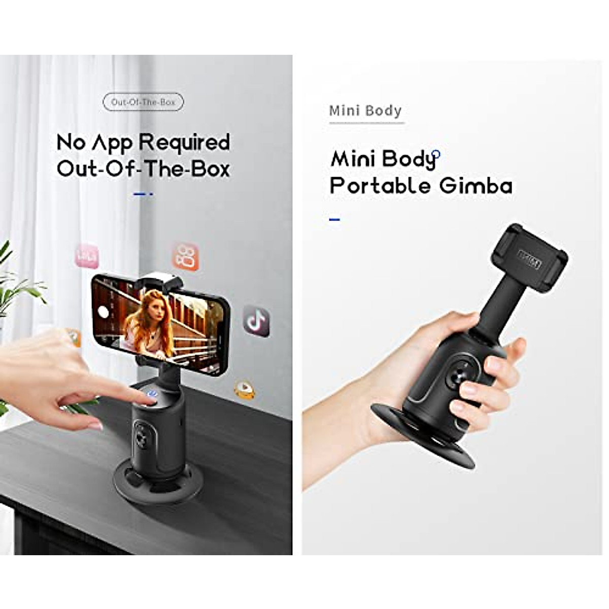 RIEIEK auto recognizes and Tracks Mobile Phone tripods, intelligently rotates 360-degree Shooting Phone Stand, and Does not Require APP to Start Gestures with one-Click Facial Tracking Gimbal