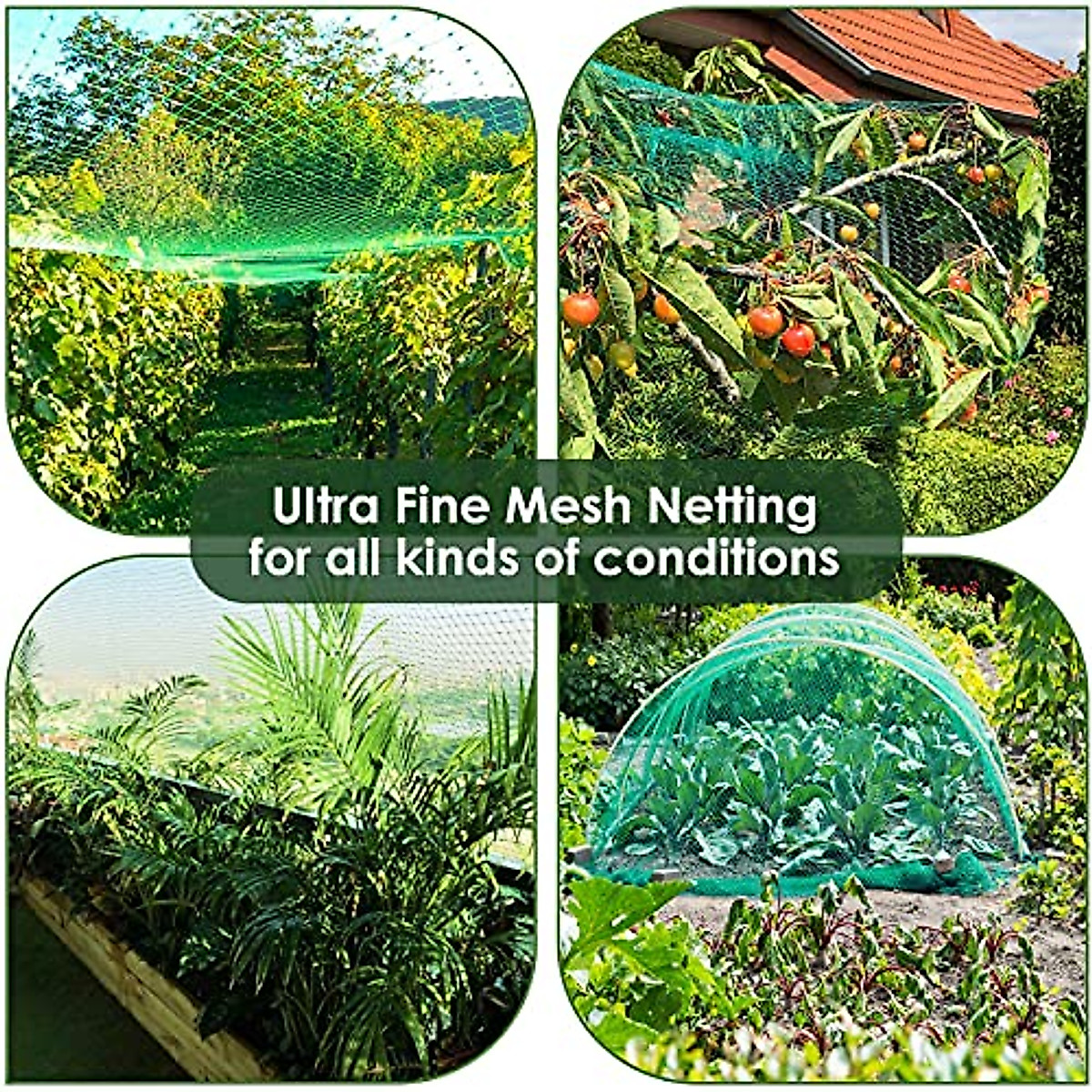 Ruolan Bird Netting for Garden Protect Vegetable Plants and Fruit Trees,Plastic Trellis Netting for Birds, Deer,Squirrels and Other Animals