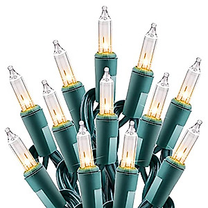 Clear Christmas String Lights 100 Count 25 Feet Incandescent Bulb Mini Lights for Indoor Xmas Tree Garland Birthday Wedding Party Festival Decoration, Green Wire