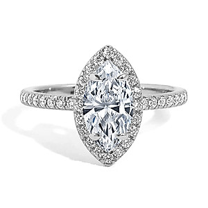 WSX Real Gold 2ct Marquise Engagement Rings Moissanite Halo Rings Wedding Promise Rings for Women Eternal Proposal