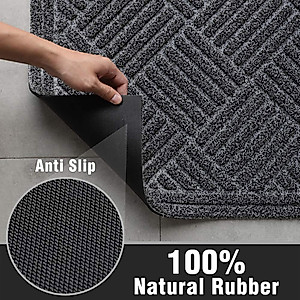 Amagabeli Large Outdoor Door Mats Rubber Shoes Scraper 36" x 24" for Front Door Entrance Outside Doormat Patio Rug Dirt Debris Mud Trapper Waterproof Out Door Mat Low Profile Washable Carpet BG038