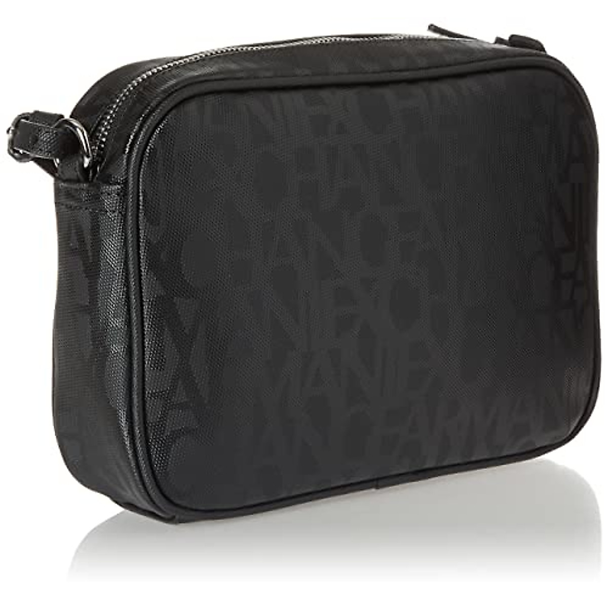 A|X Armani Exchange Women's Allover Logo Fabric Camera Case Bag, Black/Magnesium, OS
