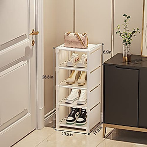 GILKES Shoe Rack Shoe Storage Organizer, 5 Tiers Shoe Rack for Closet Narrow, Plastic Shoe Rack Storage Organizer for Entryway, Space Saving Shoe Stand Cabinet for Bedroom Cloakroom Hallway