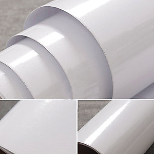 YIZUNNU White Self Adhesive Contact Paper 24x98 Inch,Vinyl Peel and Stick Roll Wallpaper Wall Stickers for Kitchen Cabinets Furniture Film Home Wall Decoration