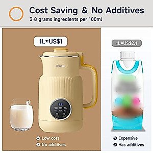 Arcmira Automatic Nut Milk Maker, 20 oz Homemade Almond, Oat, Soy, Plant-Based Milk and Dairy Free Beverages, Almond Milk Maker with Delay Start/Keep Warm/Boil Water, Soy Milk Maker with Nut Milk Bag,Yellow