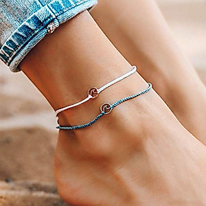 Pura Vida Silver Mini Wave Bracelet - 100% Waterproof, Adjustable Band - Brand Charm, Blue Steel