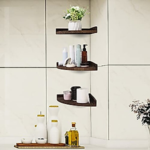 TNQNCFL Round Floating Corner Shelves,Solid Wood Corner Floating Shelves,Wall Mount Floating Corner Shelves,Hanging Corner Shelf for Wall Decor Bedroom Living Room Bathroom Kitchen Office