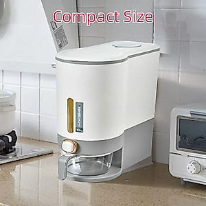 Azipehkx 22 Lbs Rice Dispenser,Container Sealed Moisture Proof with Measuring Cup for Kitchen Pantry Household, BPA-Free,Light Grey