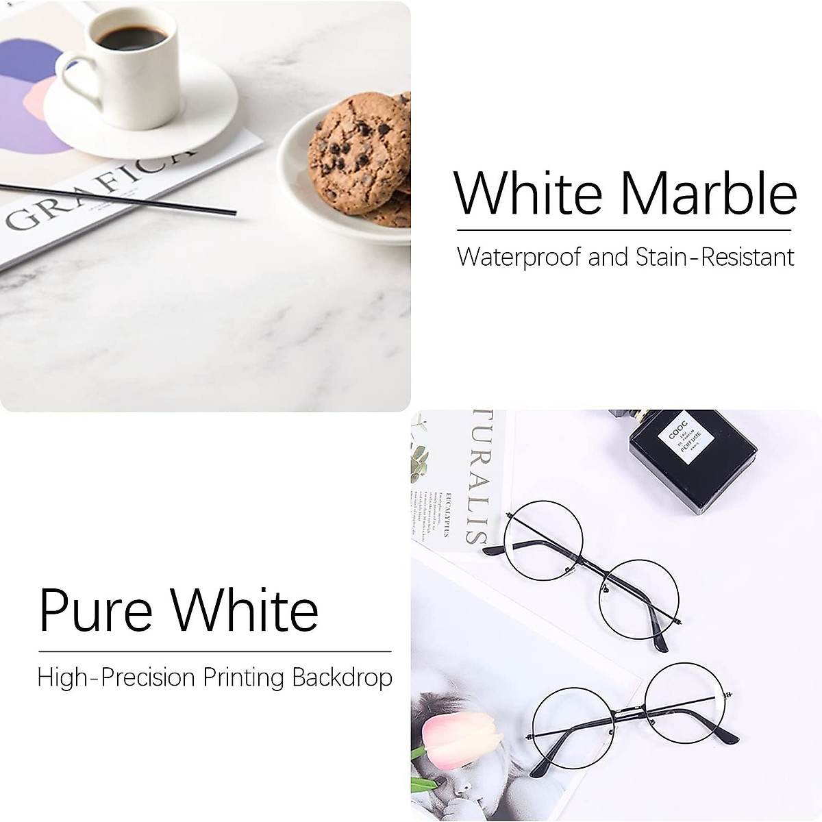 Food Photography Backdrops Paper, 6PCS Double Side Wood Marble Texture Photo Backdrop Paper, 22x35 inch Waterproof Backdrop for Small Product Jewelry Cosmetics Makeup Table Top Shooting Prop