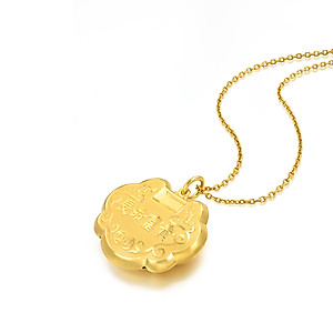 CHOW SANG SANG 999.9 24K Solid Gold Price-by-Weight 10.92g Gold Longevity Pendant for Women 79695P | [Not Include the Necklace]