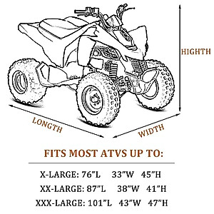 Softclub ATV Cover All Weather Outdoor Protection, Heavy Duty 420D Waterproof Oxford Fabric, Quad Bike ATV Cover, XXXL 101inchs Universal Fit, 4 Wheeler Cover fit Polaris Suzuki Arctic Cat