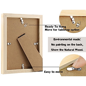 8x10 Grain Picture Frames Nature Solid Wood 6 Pack for Wall Mounting and Tabletop Display