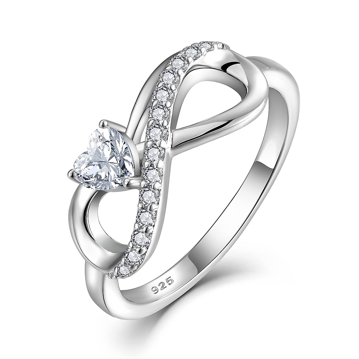 STARNNY Promise Heart Ring Sterling Silver Infinity Promise Knot Rings Heart Rings for Women Size9