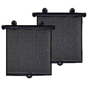 Kewucn Car Side Window Sun Shade, 2 Pack Retractable Auto Sunshade Visor for Block Heat UV Rays and Glare Protection, Universal Roller Window Shade for Baby, Pets, Kids, Passengers (Medium)