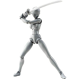 SYKIA Action Figures Body Kun DX & Body-Chan DX PVC Figure Model Drawing SHF Children Kids Collector Toy Gift with Box, Drawing Mannequin Figure Models for Artists (Grey Female)